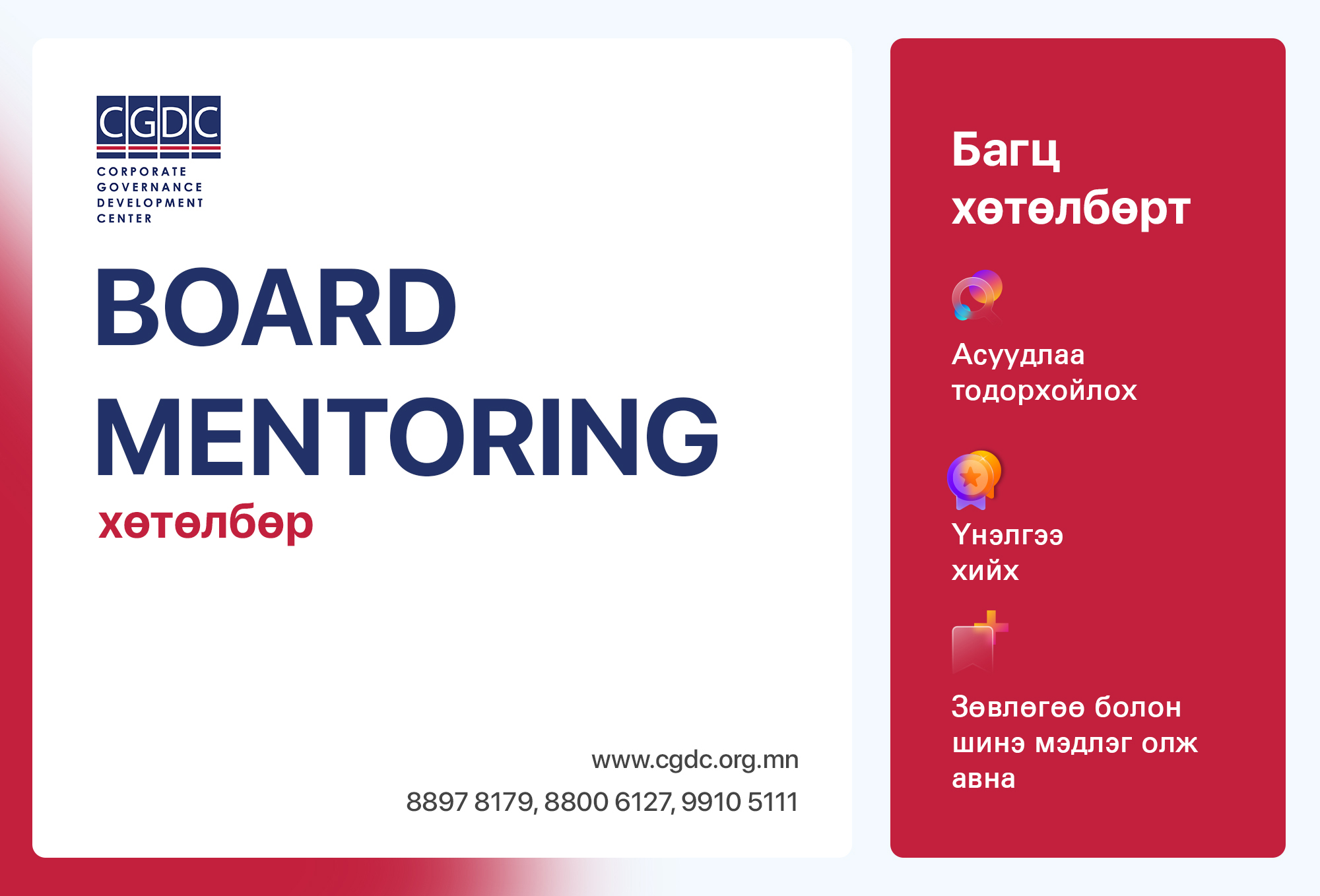 BOARD MENTORING хөтөлбөр - CGDC Mongolia
